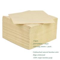 China Unbleached 2 Ply Bamboo Pulp Paper Napkins 9x9 Inch 100 Sheets Eco Friendly for sale