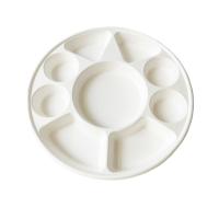 China 9 Divided Round Biodegradable Bagasse Tableware Party Plates Greaseproof for sale