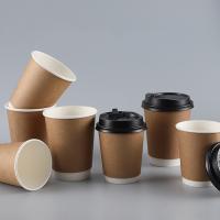 China Brown Kraft Double Wall Coffee Cups 8oz 12oz 16oz Disposable Hot Drink Paper Cups with Lids for sale