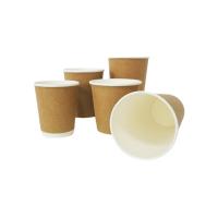 China Brown Kraft Double Wall Coffee Cups 8oz 12oz 16oz Disposable Hot Drink Paper Cups with Lids for sale