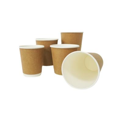 China Brown Kraft Double Wall Coffee Cups 8oz 12oz 16oz Disposable Hot Drink Paper Cups with Lids for sale