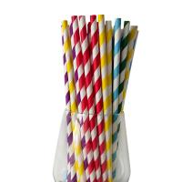 China Rainbow Striped Kraft Paper Packaging Straws Length 197mm Eco Friendly for sale