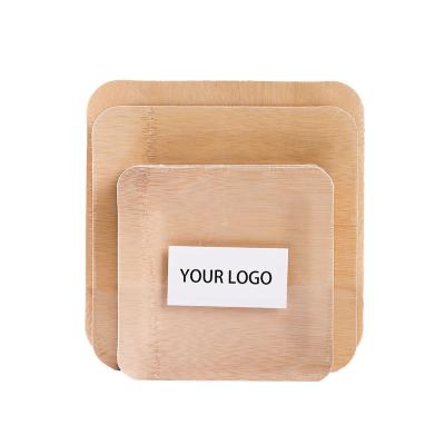 China Natural Bamboo Biodegradable Disposable Plates 18cm 23cm Eco Friendly Tableware for sale