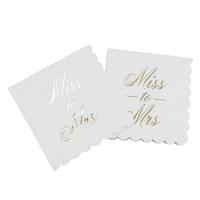 China Gold Foil Cocktail Paper Napkins 10x10 inch 2-Ply Disposable Serviettes for Weddings for sale