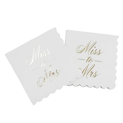 China Gold Foil Cocktail Paper Napkins 10x10 inch 2-Ply Disposable Serviettes for Weddings for sale