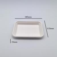 China Greaseproof Compostable Square Plates , Supermarket Biodegradable Sugarcane Plates for sale