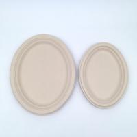 China Heavy Duty Party Biodegradable Bagasse Tableware Plates Oval Shape for sale
