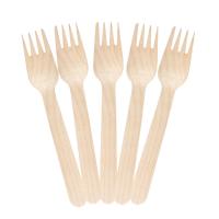 China Disposable Wooden Biodegradable Cutlery Forks 160mm 6.3 Inch Birch Wood for sale