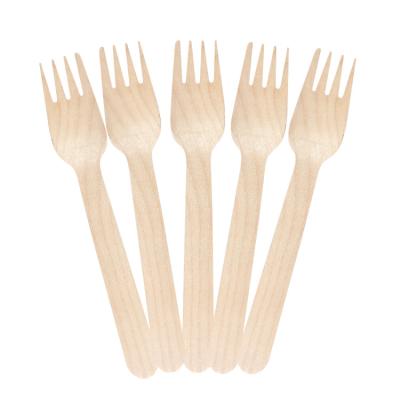 China Disposable Wooden Biodegradable Cutlery Forks 160mm 6.3 Inch Birch Wood for sale