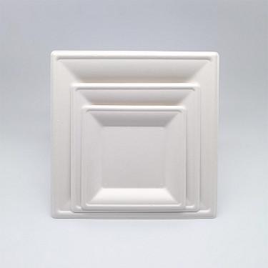 China Greaseproof White Square Biodegradable Plates Waterproof Sustainable for sale