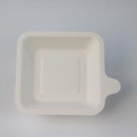 China 110mm Oilproof Square Compostable Plates , Waterproof Disposable Bagasse Plates for sale