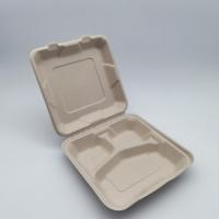 China 3 Compartment Biodegradable Clamshell Food Containers 9 Inch Greaseproof for sale
