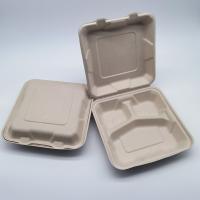 China 3 Compartment Biodegradable Clamshell Food Containers 9 Inch Greaseproof for sale