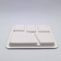 China 5 Compartment Biodegradable Bagasse Tableware Plates White Color Waterproof for sale