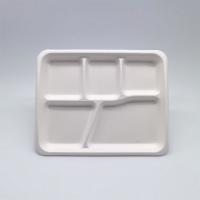China 5 Compartment Biodegradable Bagasse Tableware Plates White Color Waterproof for sale