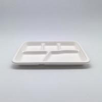 China 5 Compartment Biodegradable Bagasse Tableware Plates White Color Waterproof for sale