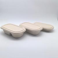China Greaseproof Oval Biodegradable Bagasse Tableware Bento Box For Salad for sale