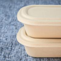 China Greaseproof Oval Biodegradable Bagasse Tableware Bento Box For Salad for sale