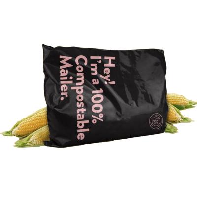 China Black Starch Compostable Poly Mailers , Straight Top Biodegradable Shipping Bags for sale