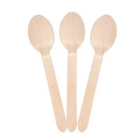 China Eco Friendly 6.3 Inch Disposable Wooden Spoons Biodegradable Birch Cutlery 160mm for sale