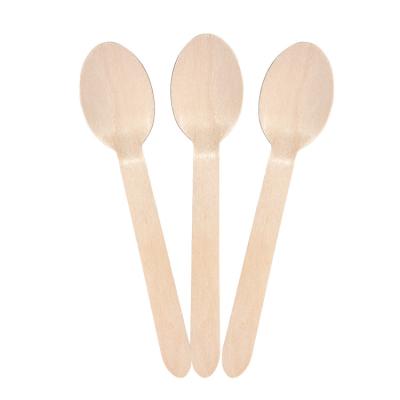 China Eco Friendly 6.3 Inch Disposable Wooden Spoons Biodegradable Birch Cutlery 160mm for sale