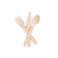 China OEM Biodegradable Birch Wooden Cutlery Set 160mm Knife Compostable Disposable Utensils for sale