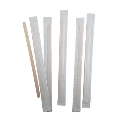 China Natural Birch Wood Coffee Stir Sticks 100mm 2mm Individually Wrapped Disposable Biodegradable for sale