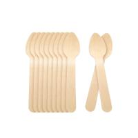 China Biodegradable Wooden Ice Cream Spoons 95mm 110mm Disposable Birch Cutlery for sale