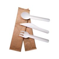 China White Smooth Paper Biodegradable Cutlery Forks Knives Spoons 6.3 Inch Practical for sale