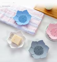 China Modern Bathroom Soap Holder with Double Layer Flower Design and Non Slip Silicone Tray for sale