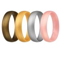 China Flexible Finger Ring Metallic Silicone Wedding Rings with Moulding Processing Service for sale