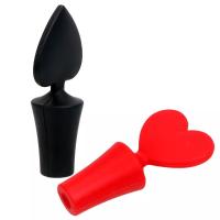 China Fresh-keeping Gel Cork Silicone Bottle Stopper Cute Top Poker Bar Accessories Wine Pourer for sale