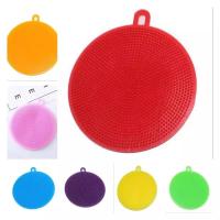 China Double-side Circular Bowl Dish Washing Brush Silicone Cleaning Brush for Kitchen Cleaning for sale
