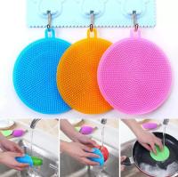 China Double-side Circular Bowl Dish Washing Brush Silicone Cleaning Brush for Kitchen Cleaning for sale