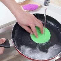 China Double-side Circular Bowl Dish Washing Brush Silicone Cleaning Brush for Kitchen Cleaning for sale
