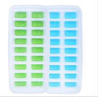 China 18 Cavity Eco-Friendly Silicone Ice Cube Tray Mold with Removable Lid Durable Material for sale