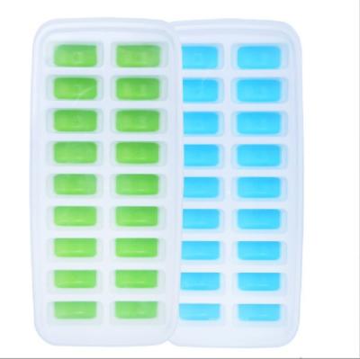 China 18 Cavity Eco-Friendly Silicone Ice Cube Tray Mold with Removable Lid Durable Material for sale