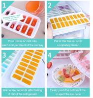China 18 Cavity Eco-Friendly Silicone Ice Cube Tray Mold with Removable Lid Durable Material for sale
