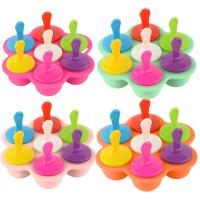 China Food Grade Silicone Ice Mold 7 Hole Popsicle DIY Ice Cream Box Silicone Popsicle Mold for sale