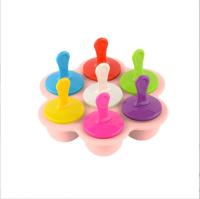 China Food Grade Silicone Ice Mold 7 Hole Popsicle DIY Ice Cream Box Silicone Popsicle Mold for sale