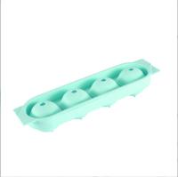 China Silicone Ice Cube Tray Molds Crystal Clear 4 Cavity Portable Round Ball Sphere Maker for sale