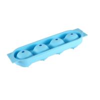 China Silicone Ice Cube Tray Molds Crystal Clear 4 Cavity Portable Round Ball Sphere Maker for sale