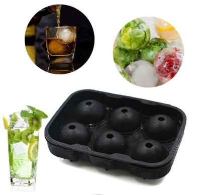 China Ice Cream Tools 6 Cavity Food Grade Round Silicone Ice Cube Tray with Lid and Lid for sale