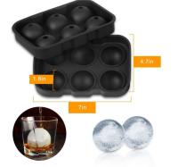 China Ice Cream Tools 6 Cavity Food Grade Round Silicone Ice Cube Tray with Lid and Lid for sale