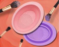 China Sustainable Style Foam Folding Cleaning Pad Silicone Makeup Brush Cleaner Wash Bowl for sale