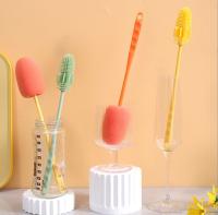 China Stocked TPR PP Silicone Bottle Cleaning Brush for Washing Baby Bottles Long Handle for sale