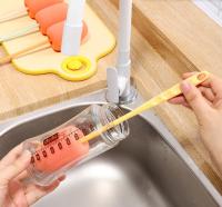 China Stocked TPR PP Silicone Bottle Cleaning Brush for Washing Baby Bottles Long Handle for sale