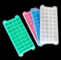 China Food Grade 24 36 Square Ice Cube Silicone Mold with Plastic Type PP and PP Cover for sale