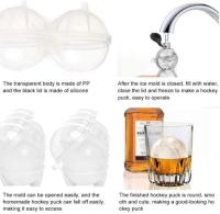 China DIY Silicone Ice Maker Whiskey Ice Hockey Four Hole Mold Round Plastic Ice Ball Mould for sale