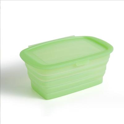 China Convenient 188*115*80MM Silicone Foldable Bento Box for Lunch Vegetable and Fruit Storage for sale